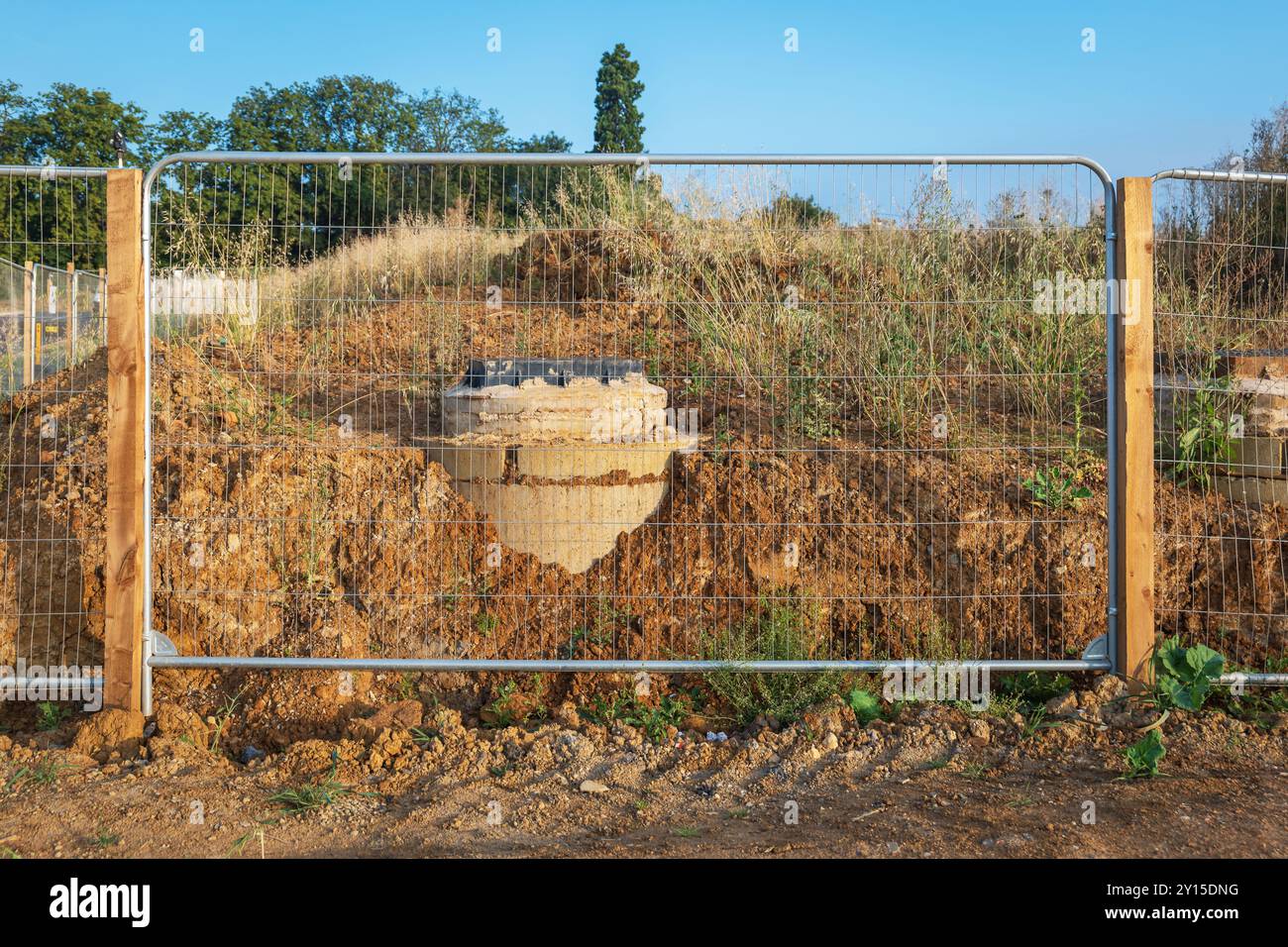 Fence around new build house development estate in england uk Stock ...