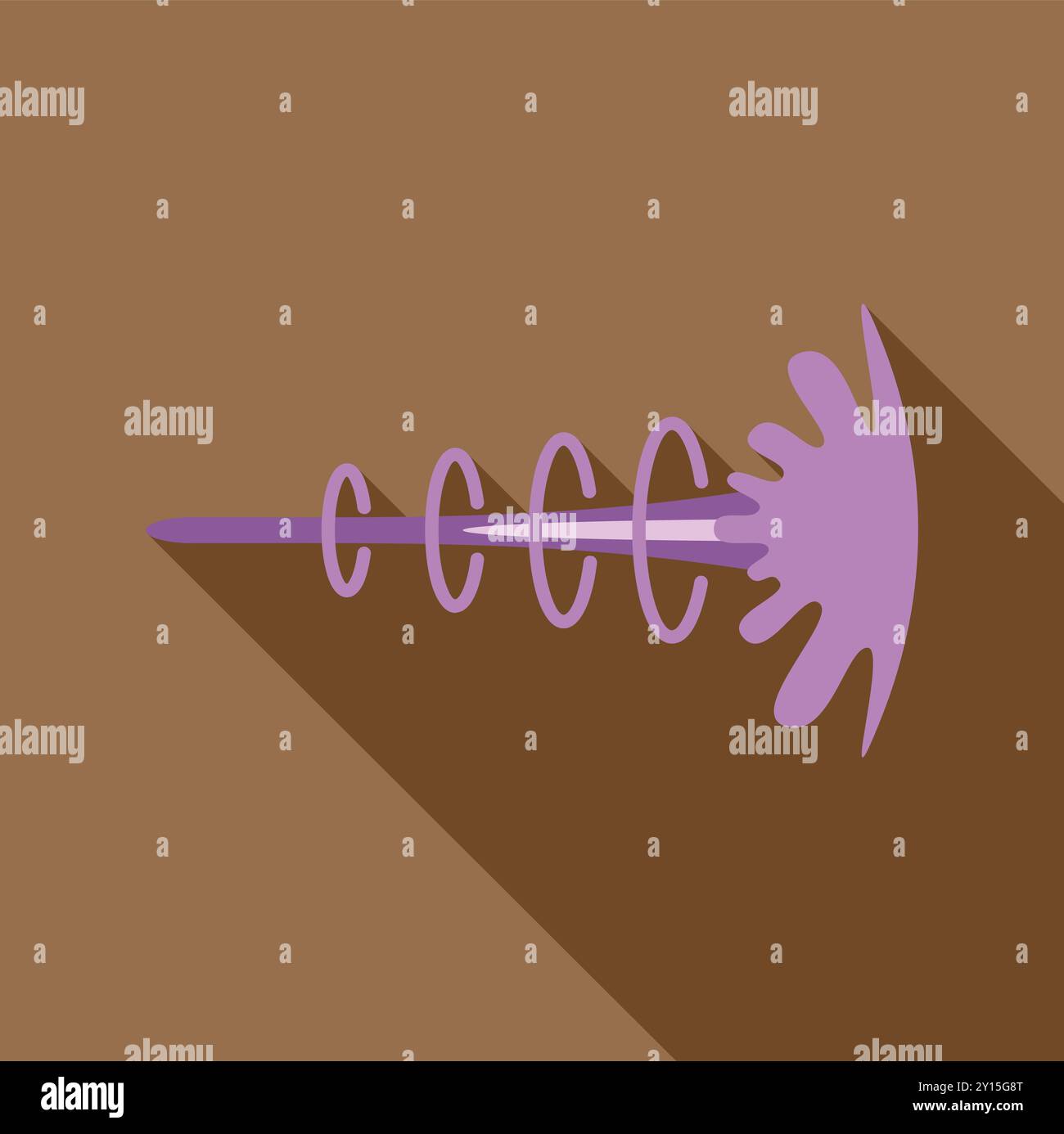 Purple laser beam with swirls of energy emanating from source with long ...