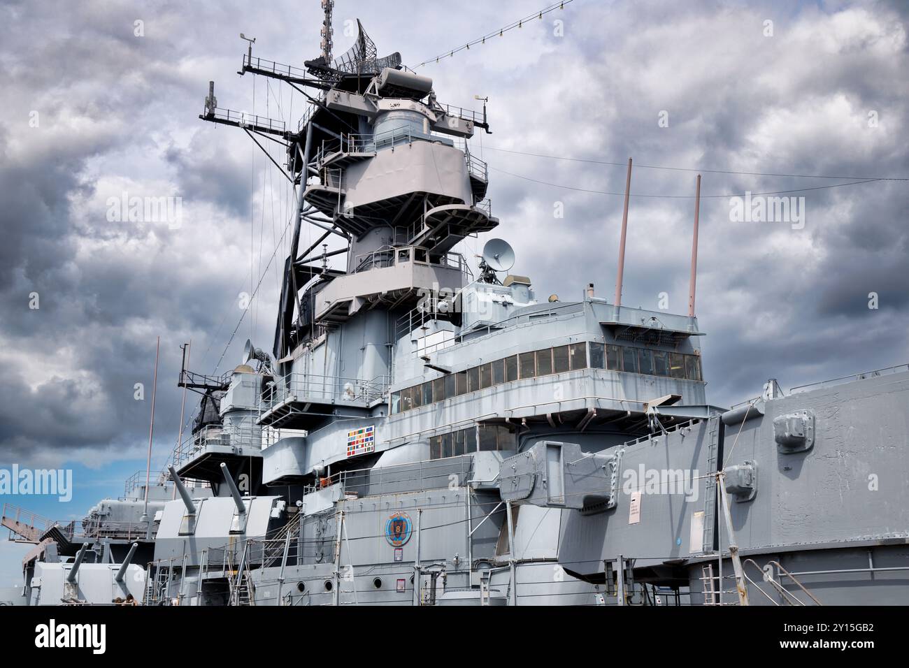 The bridge of the USS Wisconsin (BB-64) in downtown Norfolk, Virginia ...