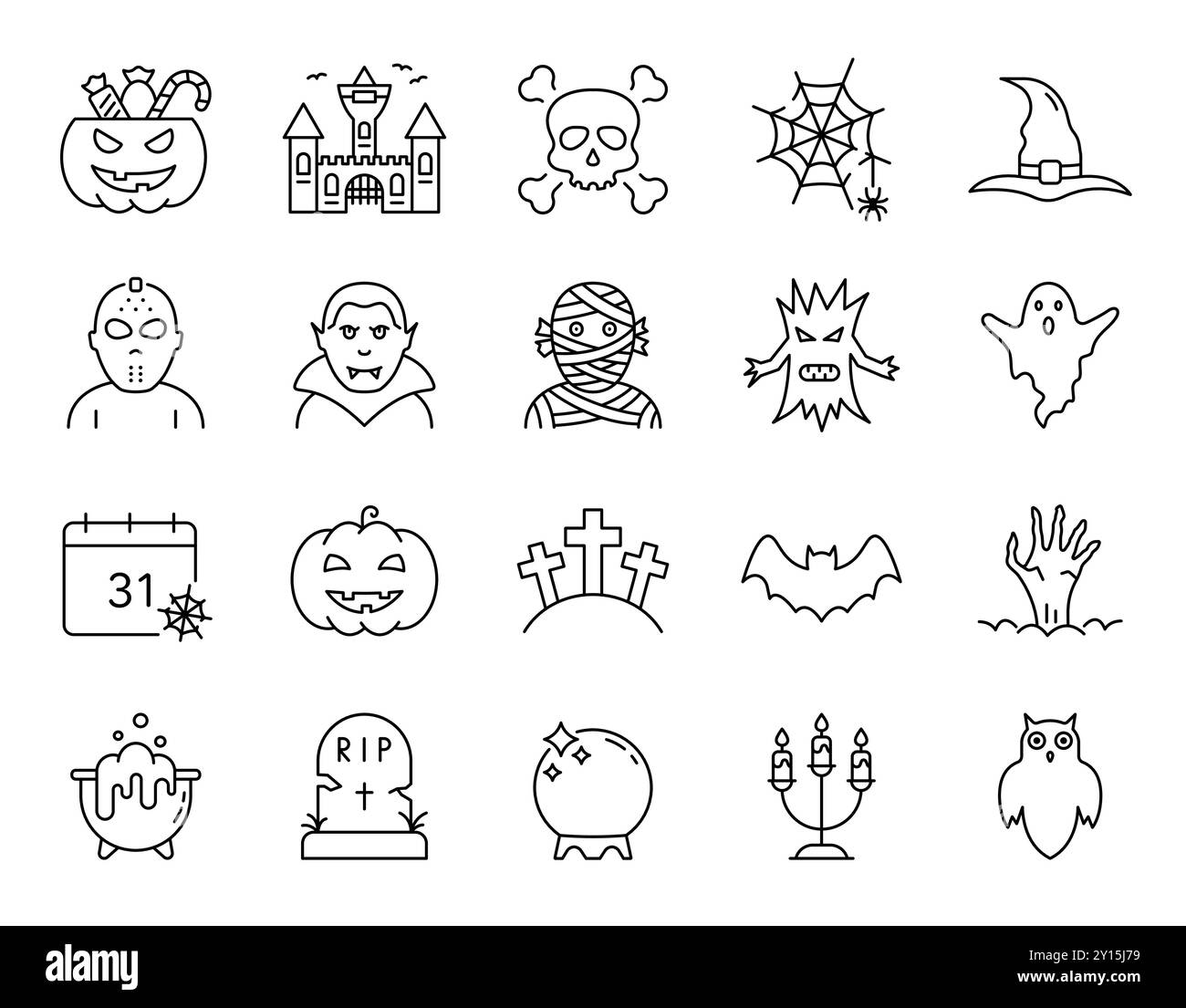 Halloween Set Line Icon. Spooky Horror Linear Pictogram. Halloween ...