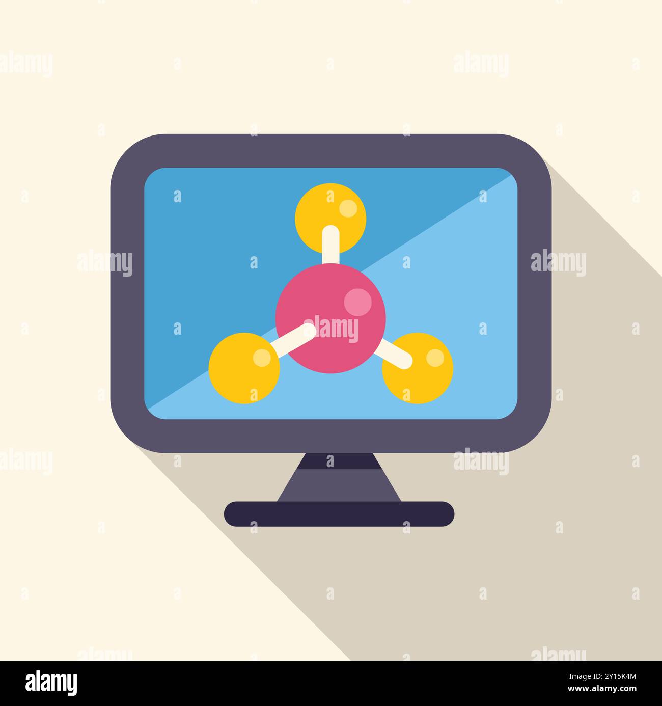 Computer screen displaying chemical structure of molecule icon in flat ...