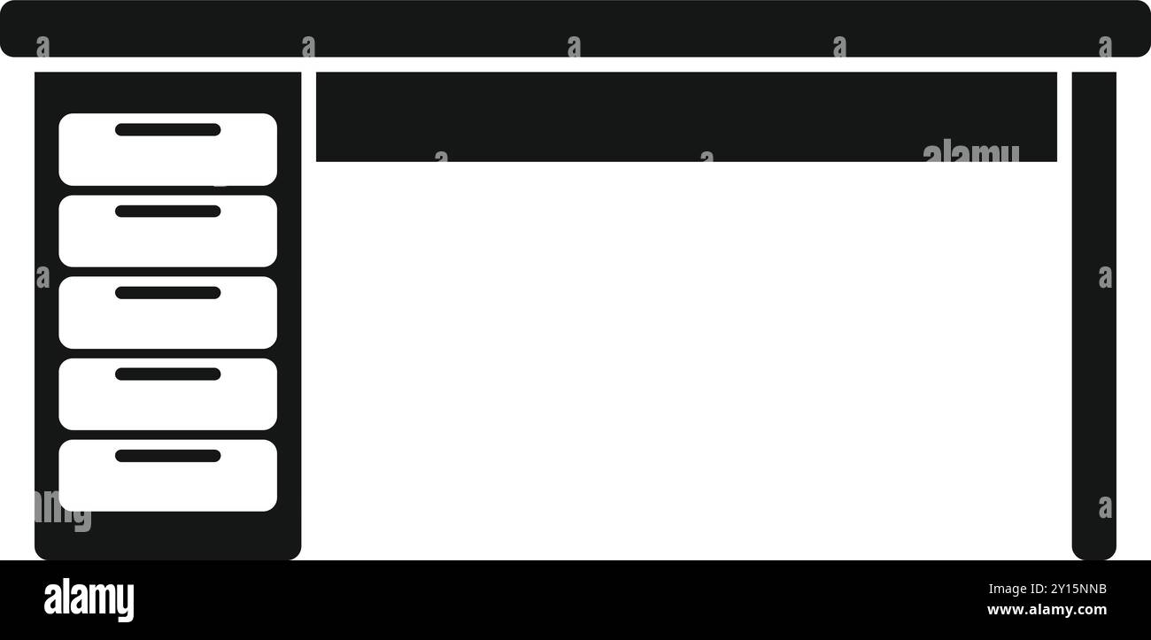 This minimalist black and white vector illustration depicts an office ...