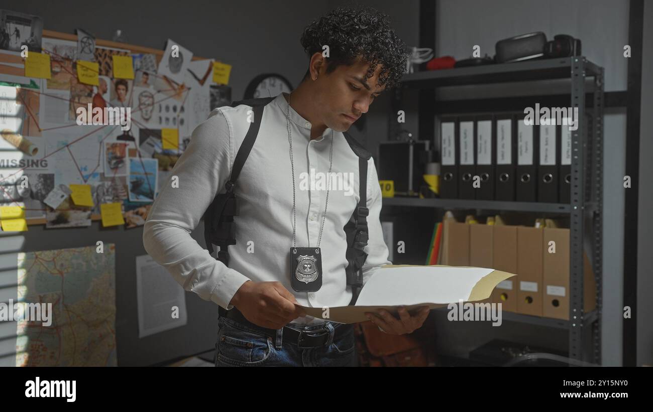 Hispanic detective analyzes documents hi-res stock photography and ...