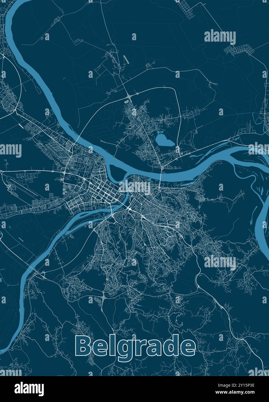 Belgrade, Serbia artistic blueprint poster map Stock Vector Image & Art ...