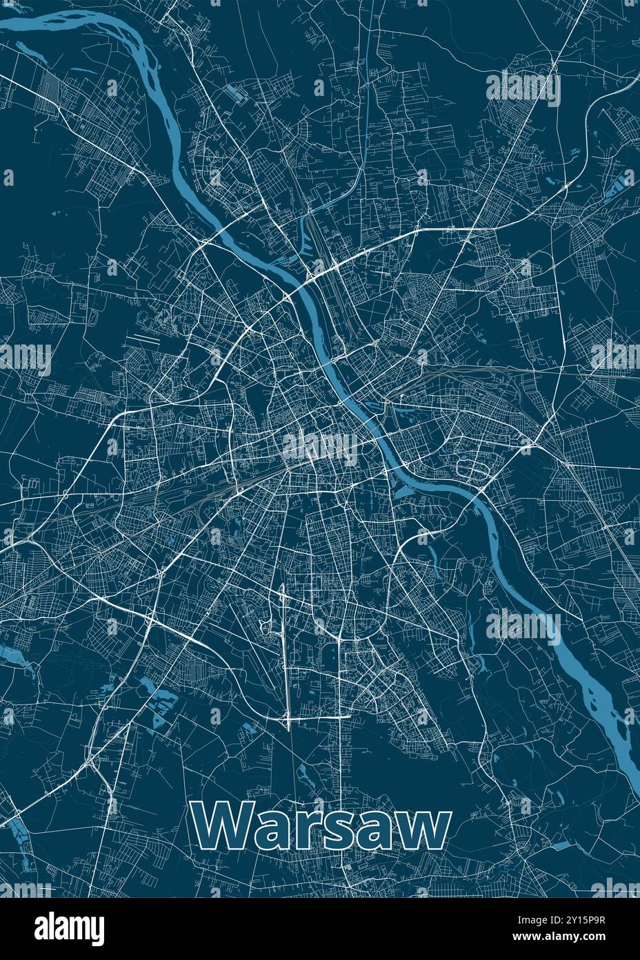 Warsaw, Poland artistic blueprint poster map Stock Vector Image & Art ...