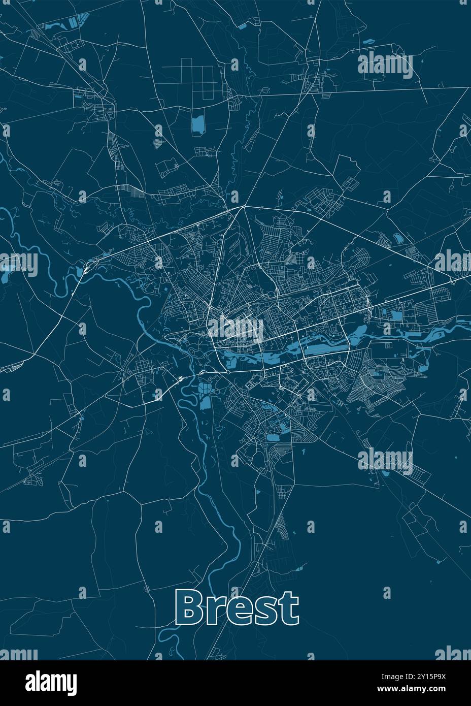 Brest Belarus artistic blueprint poster map Stock Vector Image & Art - Alamy