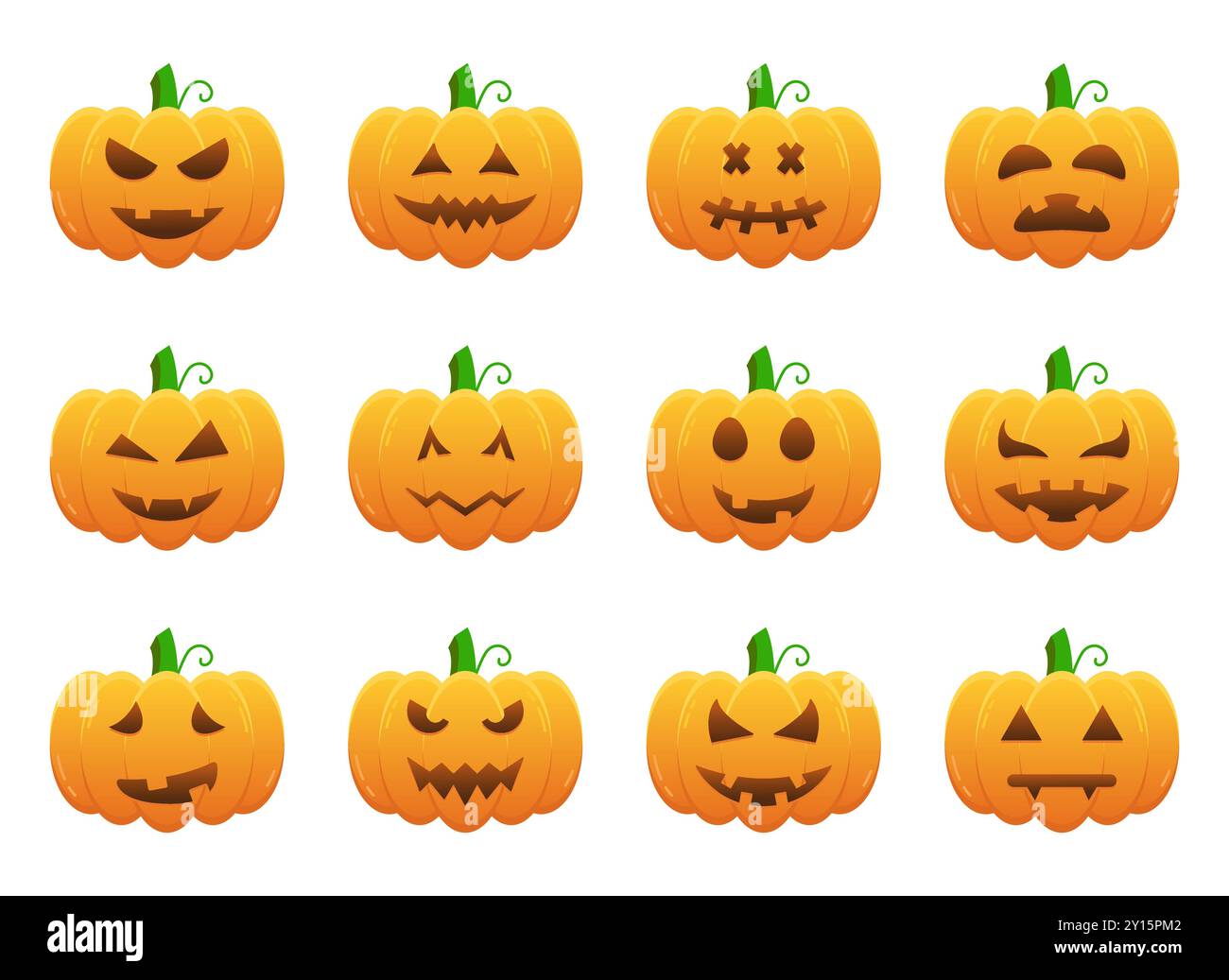 Scary and Funny Faces for Halloween Pumpkin Illustration. Spooky Faces ...