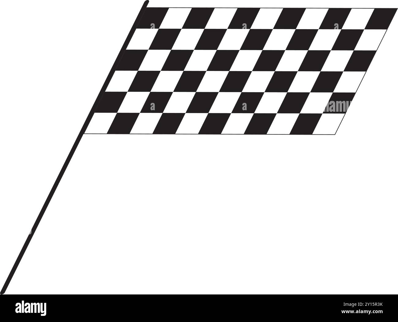 Tilted race flag with checquered black and white pattern. Start or ...