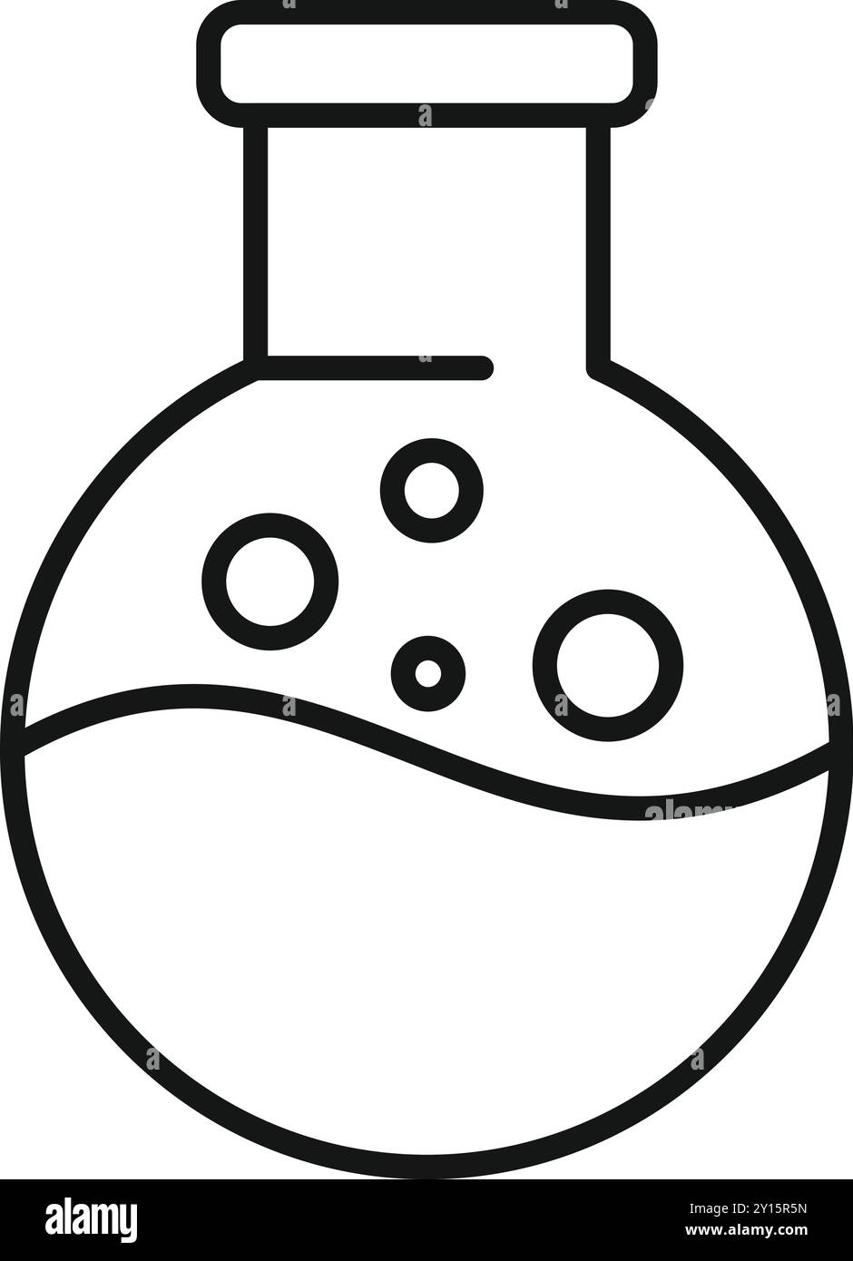 Simple vector icon of a chemical flask with liquid bubbling inside ...