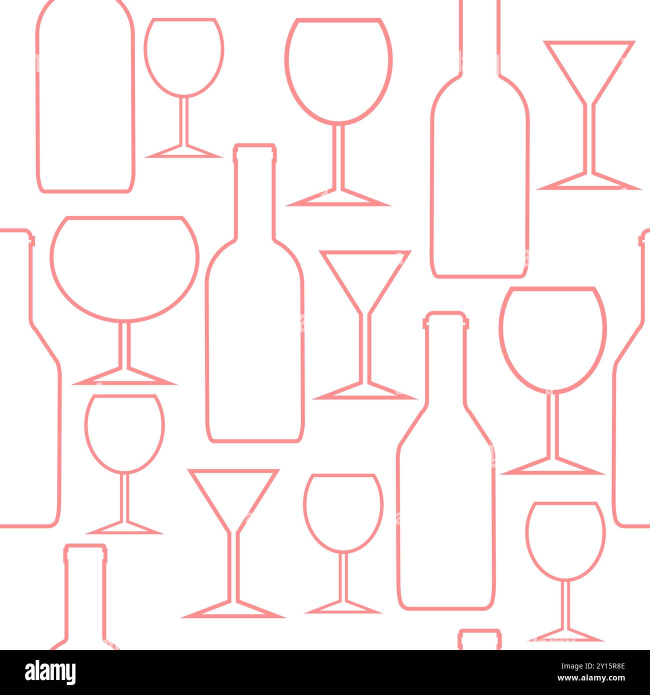 Vector drink seamless pattern. Bottles and glasses seamless texture ...
