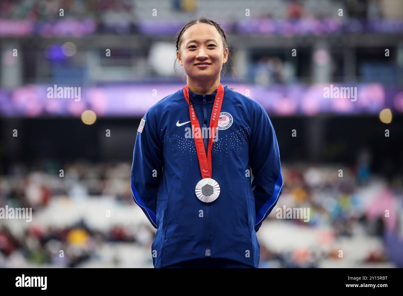 Taylor Swanson of the U.S, silver medalist, poses with her medal after ...
