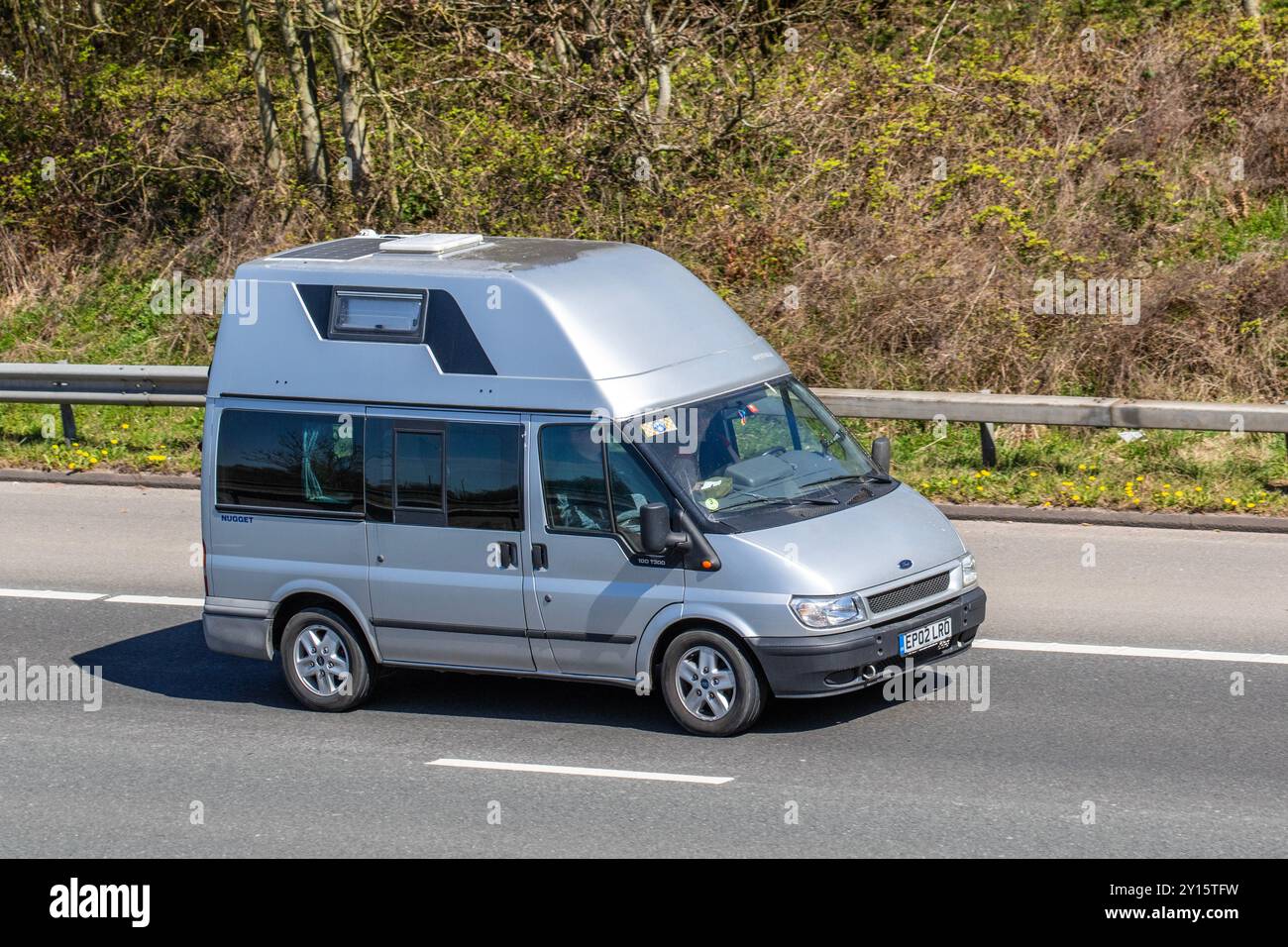 2002 Silver Ford Transit Nugget Hightop campervan motoring on the M6 ...
