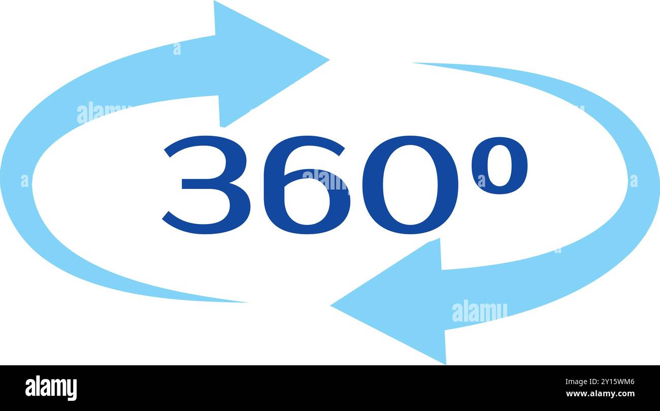 Blue arrows rotating 360 degrees forming a circle, symbolizing a continuous cycle ...