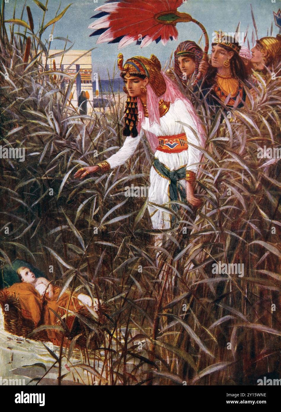 Illustration of Pharaoh's Daughter Finding Moses in the Bullrushes from ...