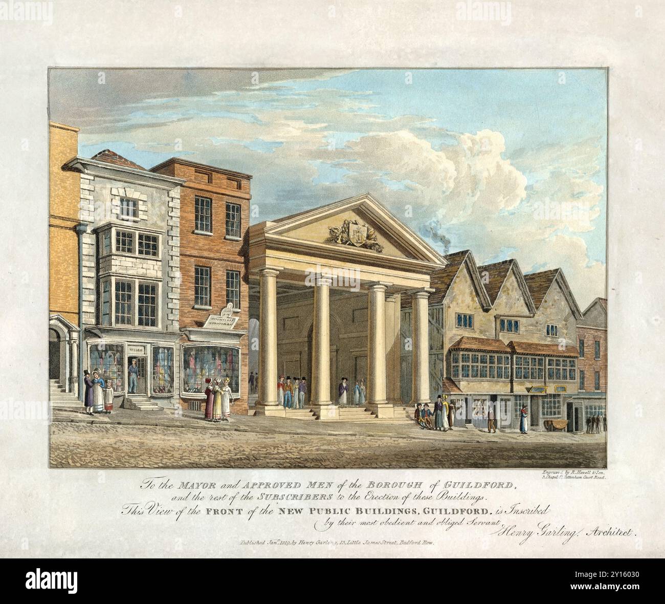 An after print coloured engraving of a view of the front of the new ...