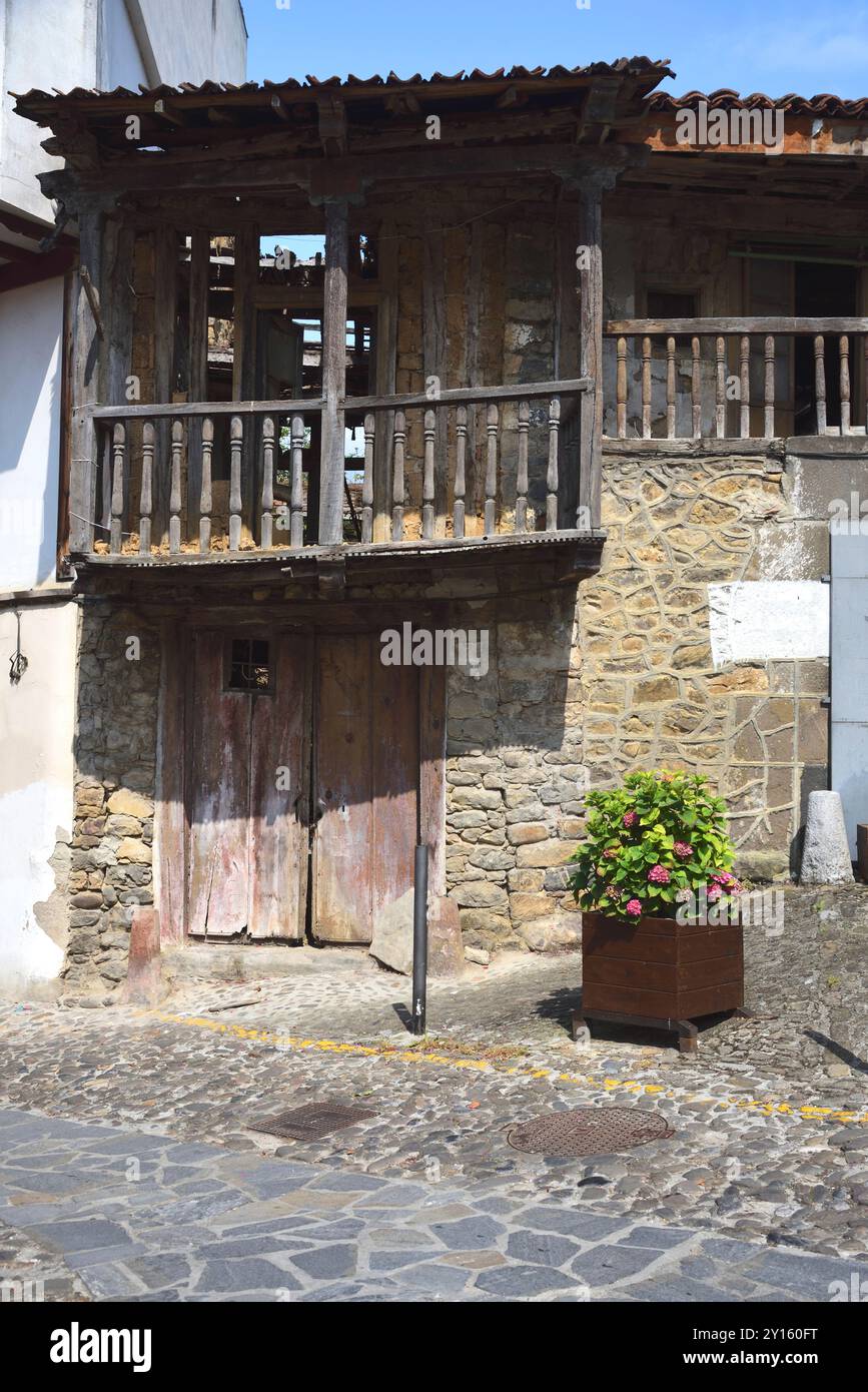 An old house, probably now a barn, in Potes, Cantabria, Northern Spain ...