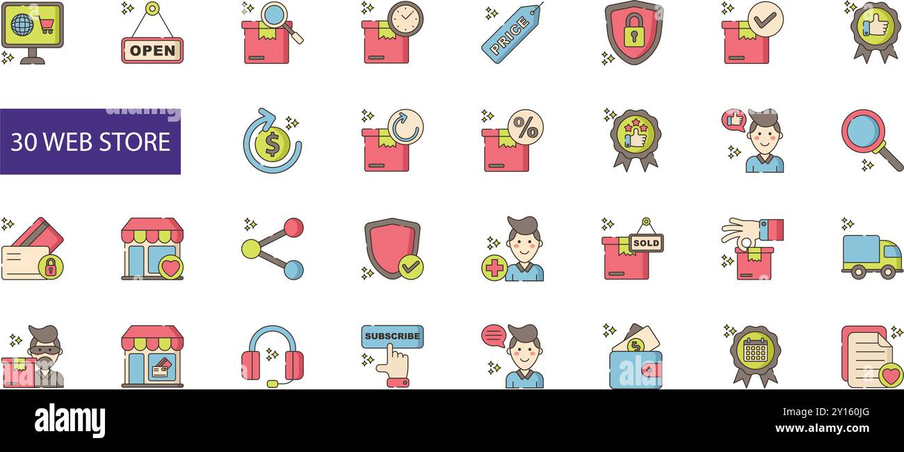 Web Store Icons Set. online shopping, open, package, tracking, preorder ...