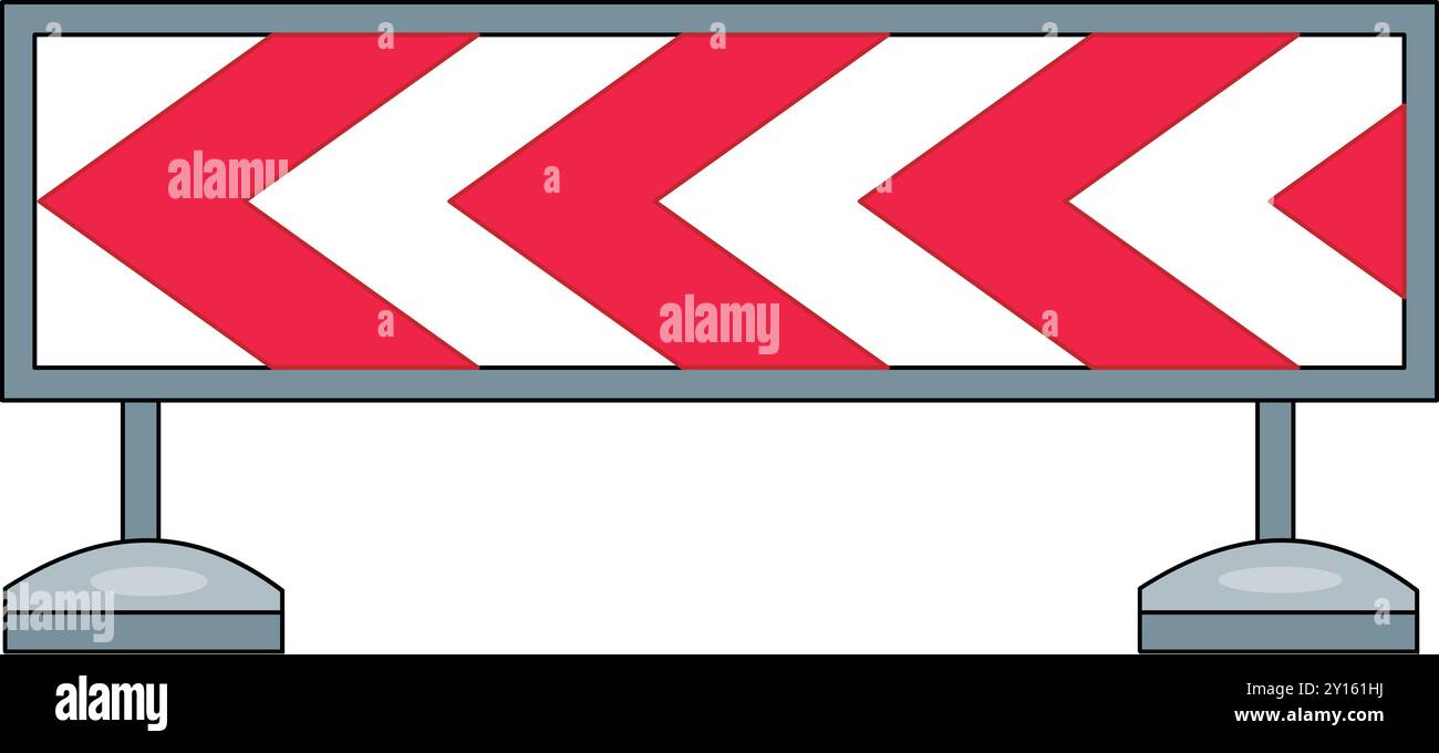 Red and white chevron pattern on a traffic barrier indicating a lane ...