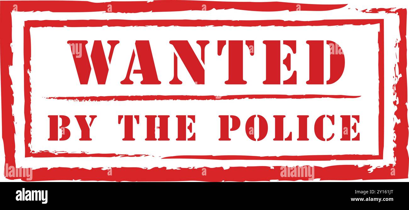 Red ink grunge rubber stamp with the text wanted by the police inside ...