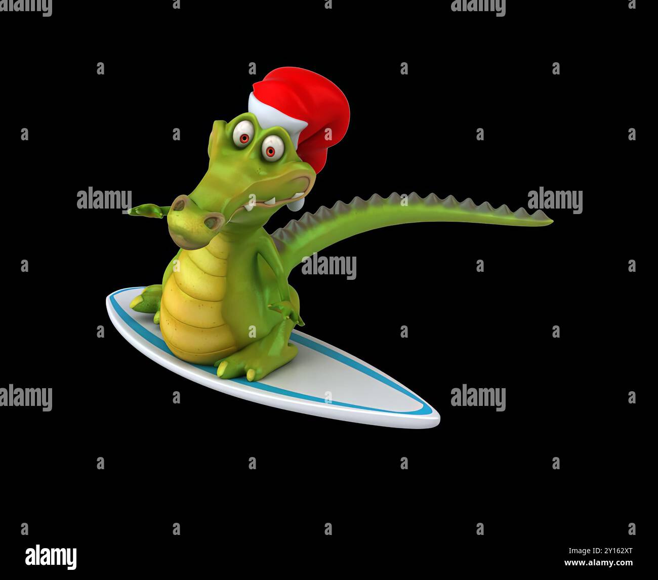 Fun 3D cartoon crocodile surfing Stock Photo - Alamy