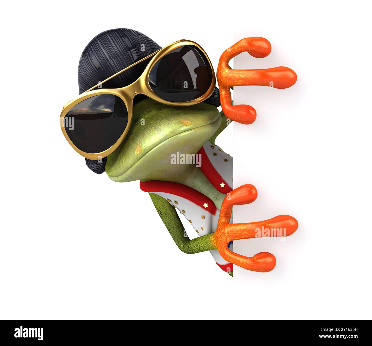Fun 3D cartoon illustration of frog rocker Stock Photo - Alamy