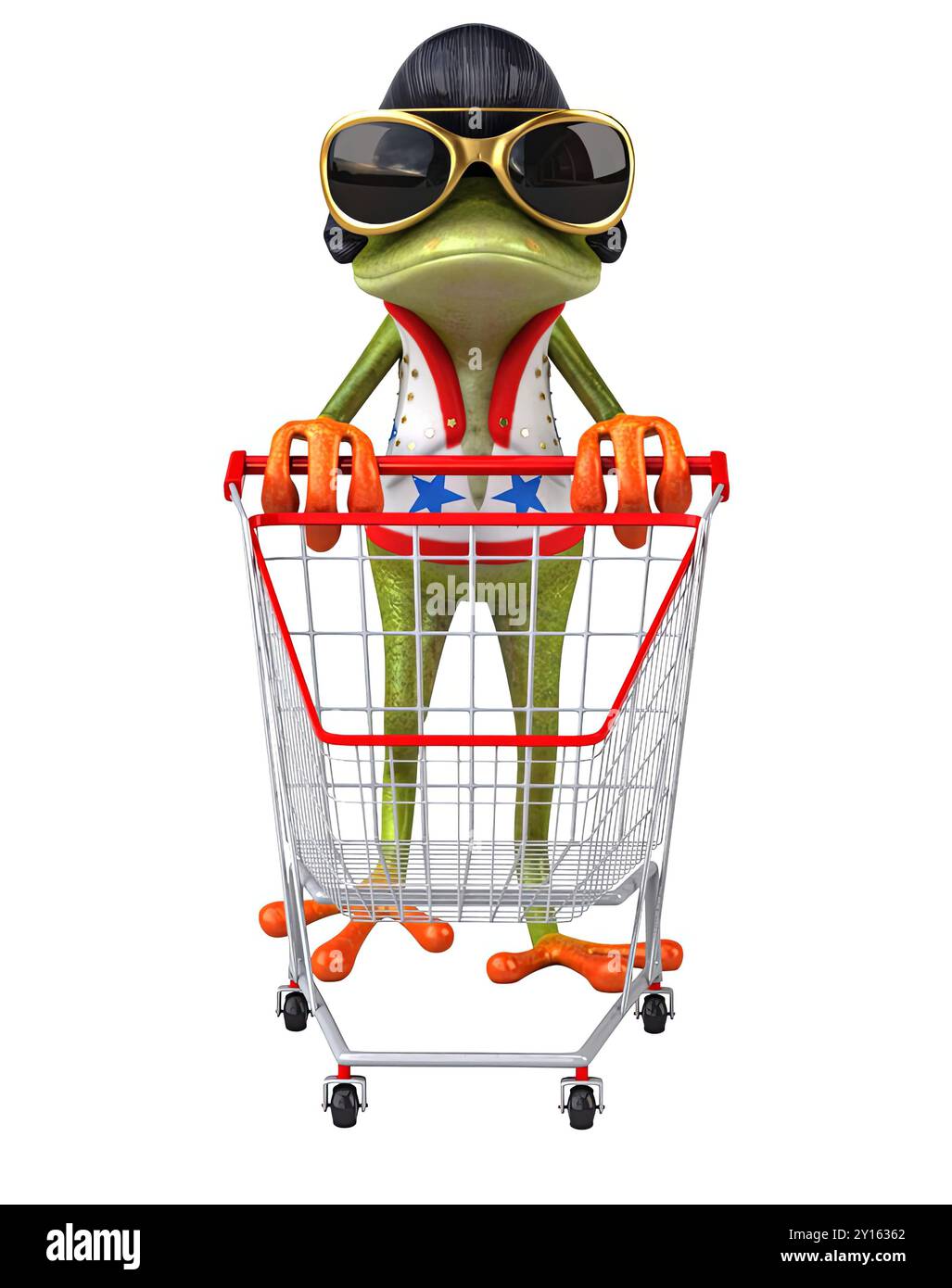 Fun 3D cartoon illustration of frog rocker shopping Stock Photo - Alamy