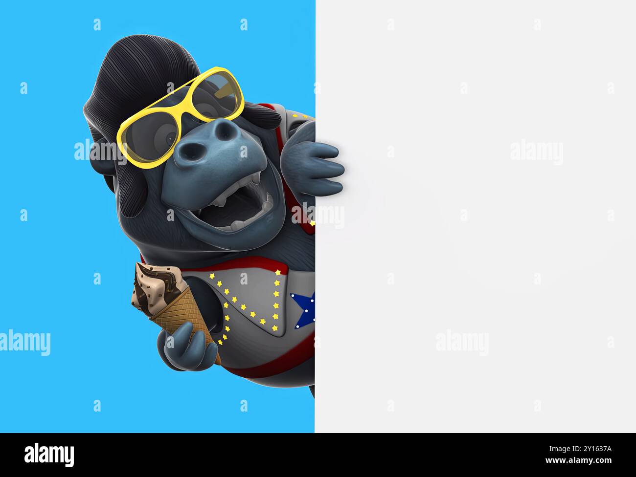 Fun 3D cartoon gorilla with an ice cream Stock Photo - Alamy