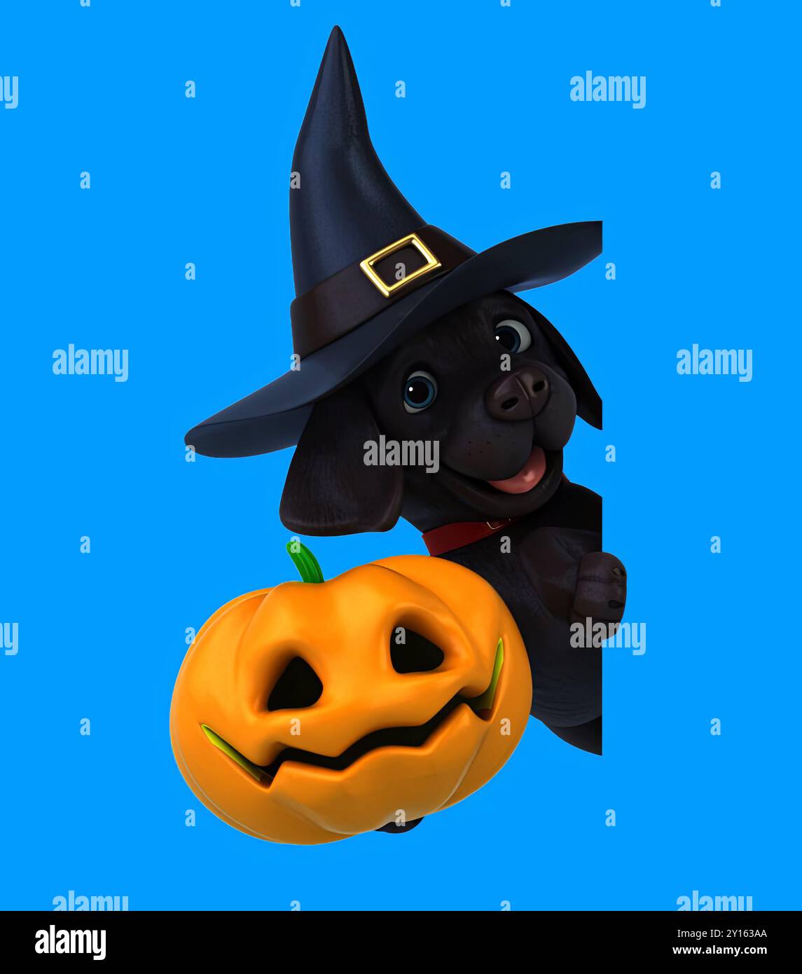 Fun 3D cartoon Witch Labrador retriever Stock Photo - Alamy