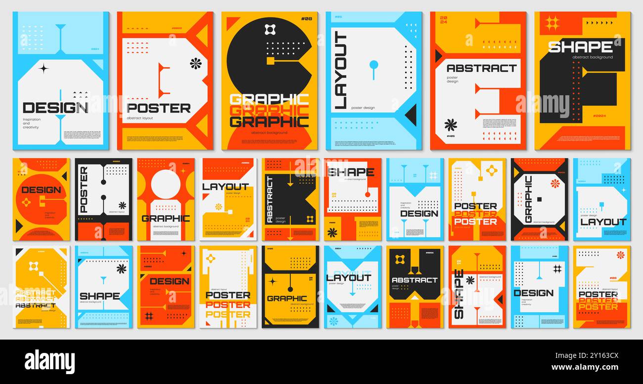 Typography book covers, letter alphabet poster template layout. Vector ...