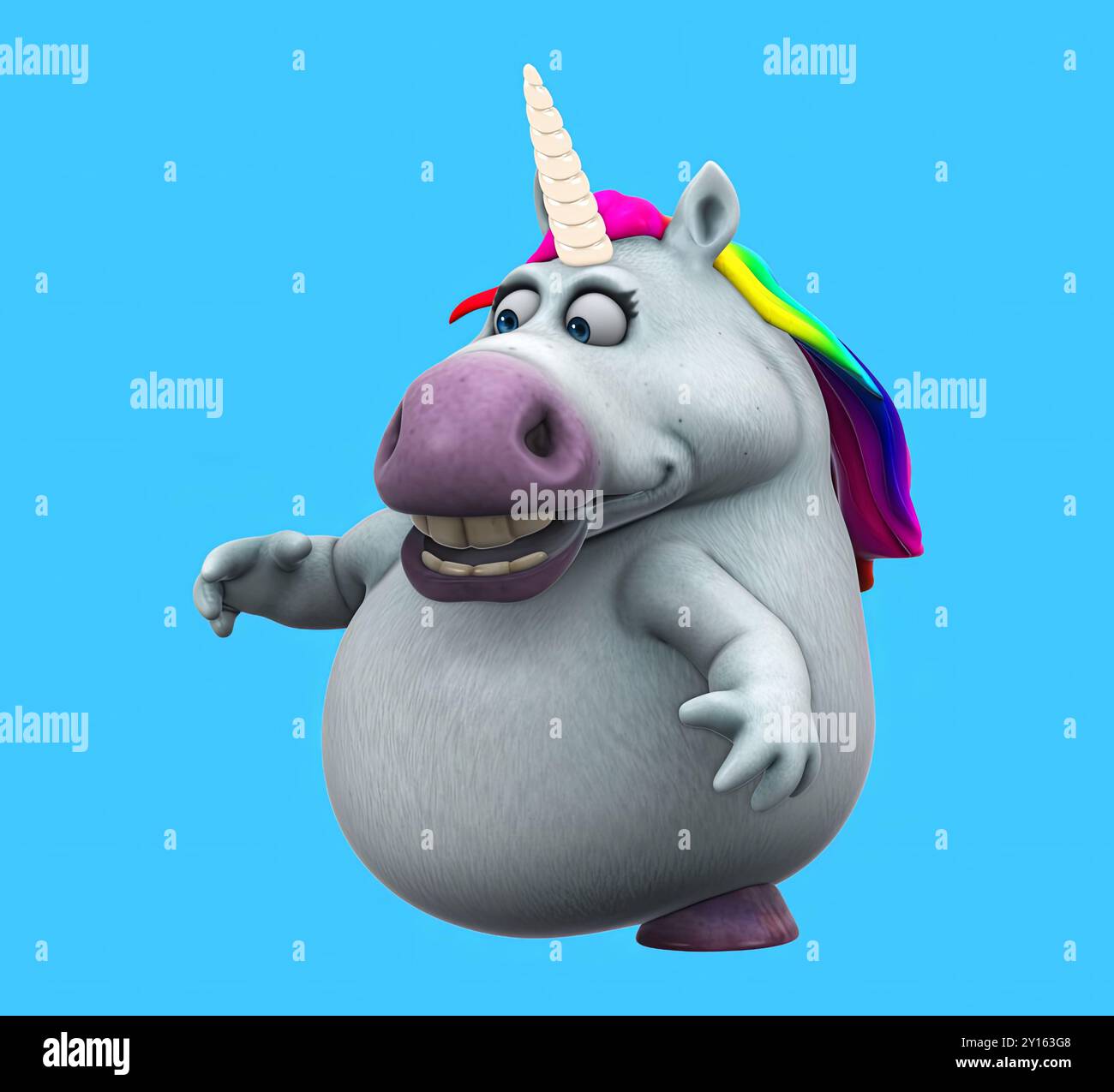 Fun 3D cartoon unicorn talking Stock Photo - Alamy