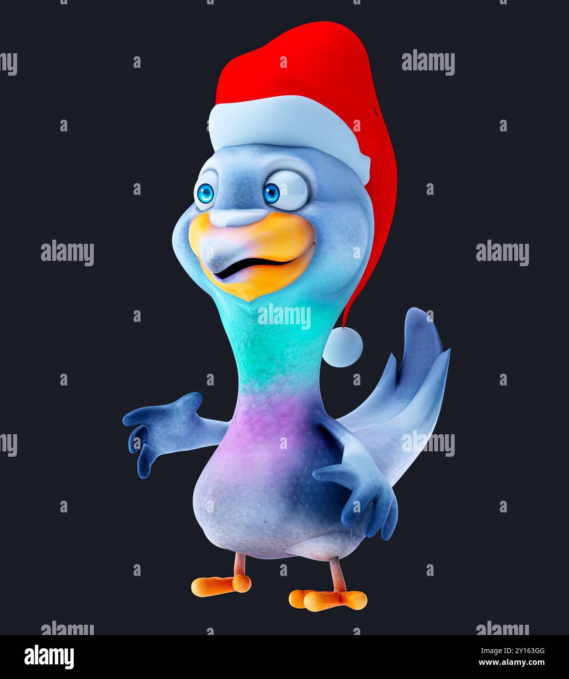 Fun 3D cartoon pigeon talking and presenting Stock Photo - Alamy