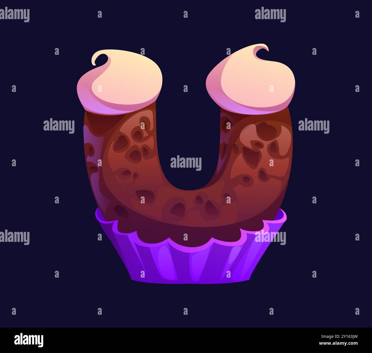 Letter U cartoon candy and confectionery alphabet, sweets typeface ...