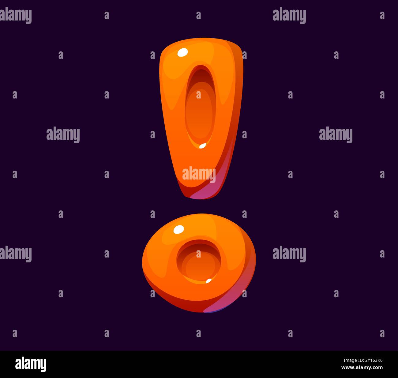 Halloween font, cartoon exclamation symbol as an orange glossy candy ...