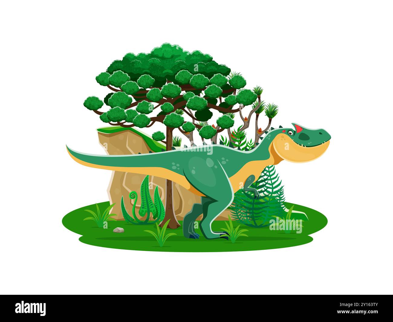 Allosaurus prehistoric dinosaur cartoon character. Isolated vector ...