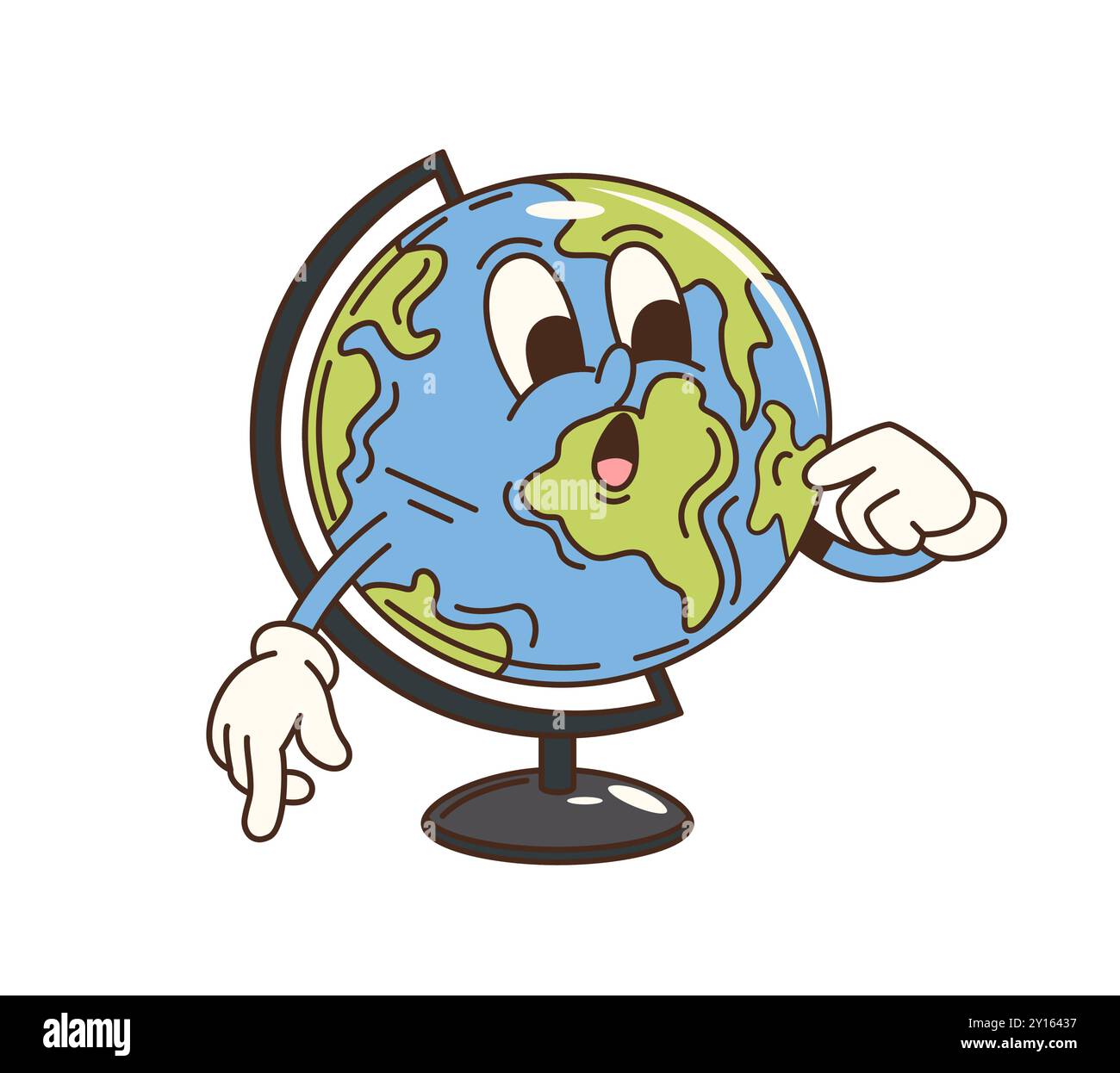 Cartoon groovy school earth globe character. Isolated vector earth ...