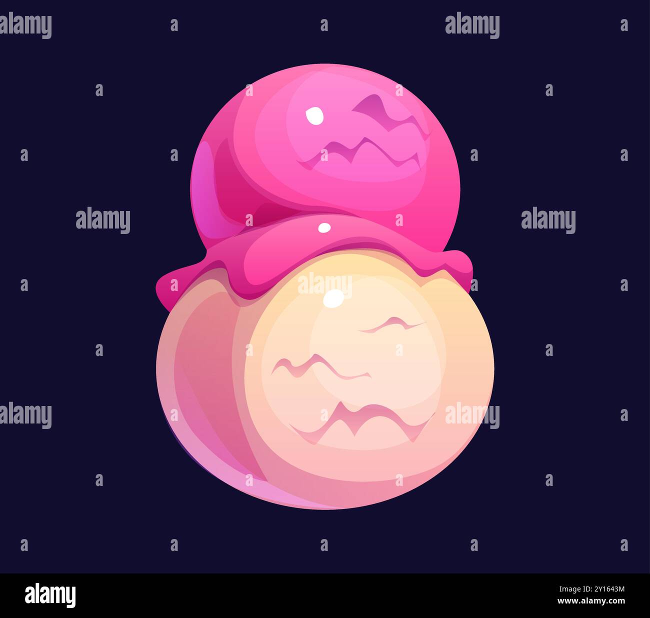 Cartoon number eight made of ice cream scoops in pink and creamy colors ...