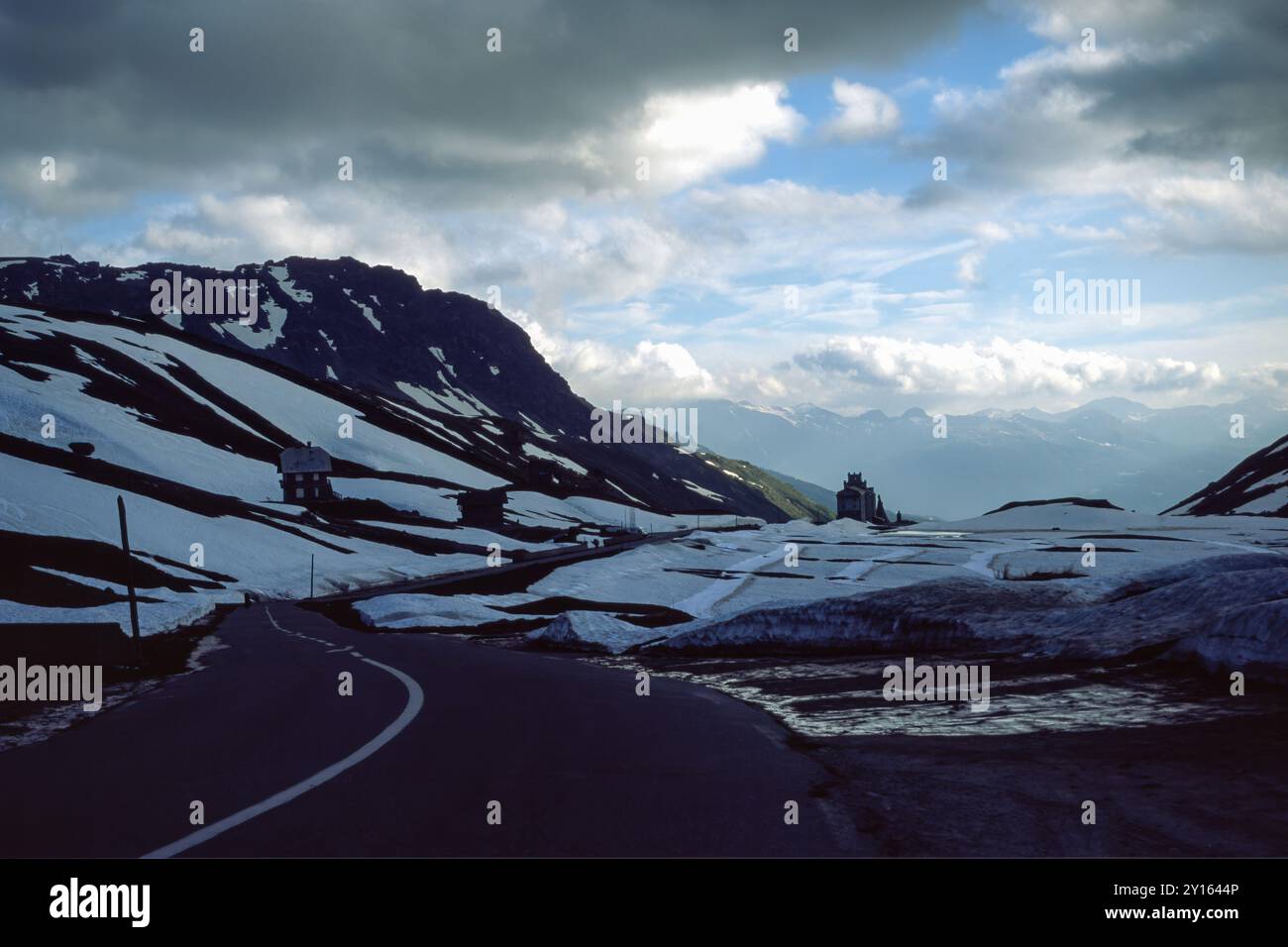 Mountain landscape along the road to Piccolo San Bernardo, Aosta, Italy ...