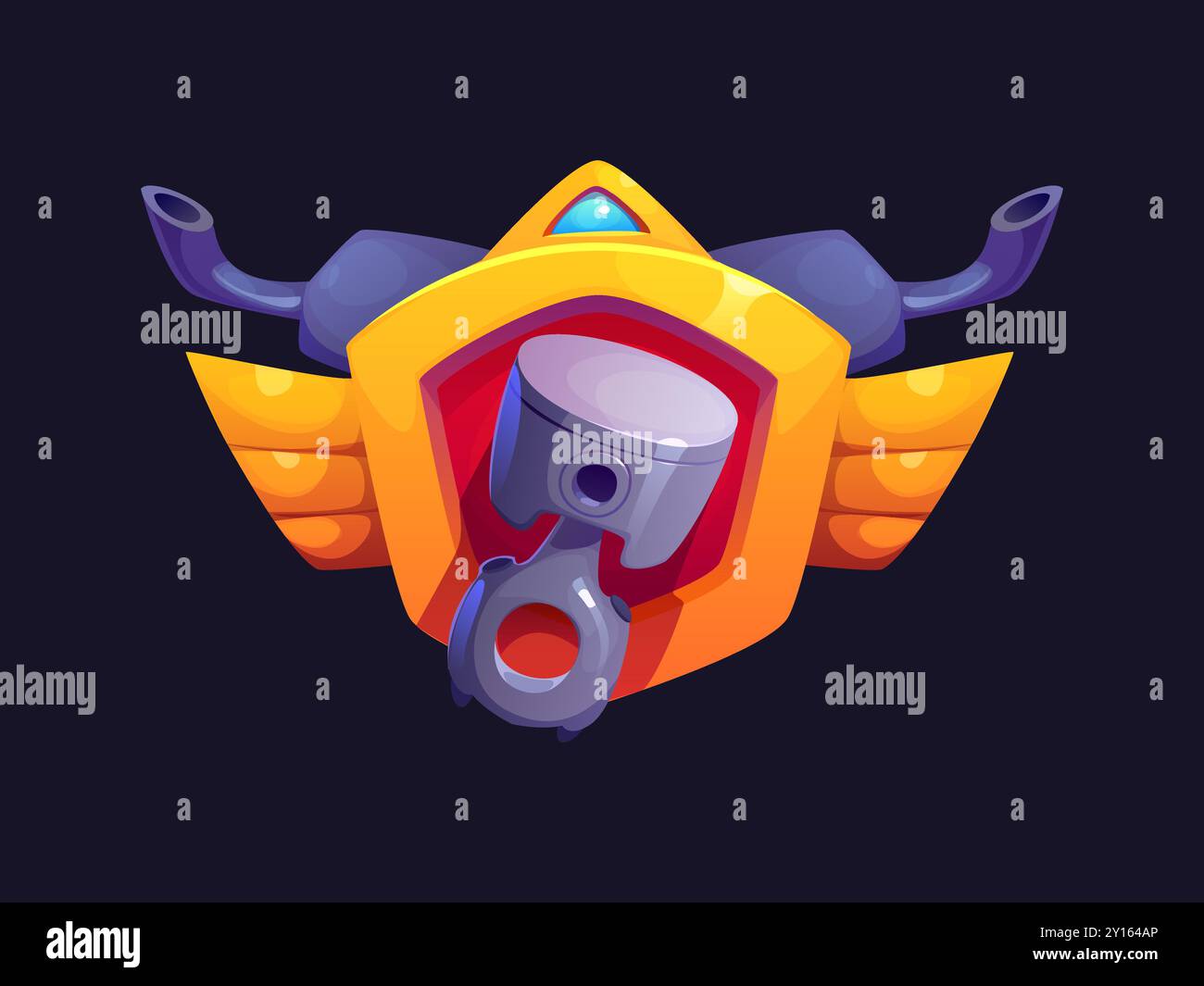 Motor and car racing rank award badge, features piston at the center ...