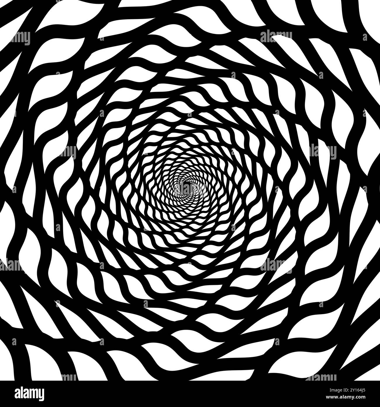 Psychedelic hypnotic spiral pattern, hypnosis swirl. Vector black and white twirled background ...