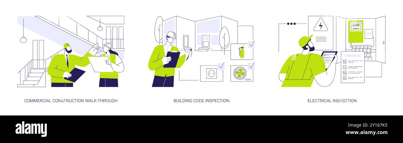 Commercial construction progress inspection abstract concept vector ...