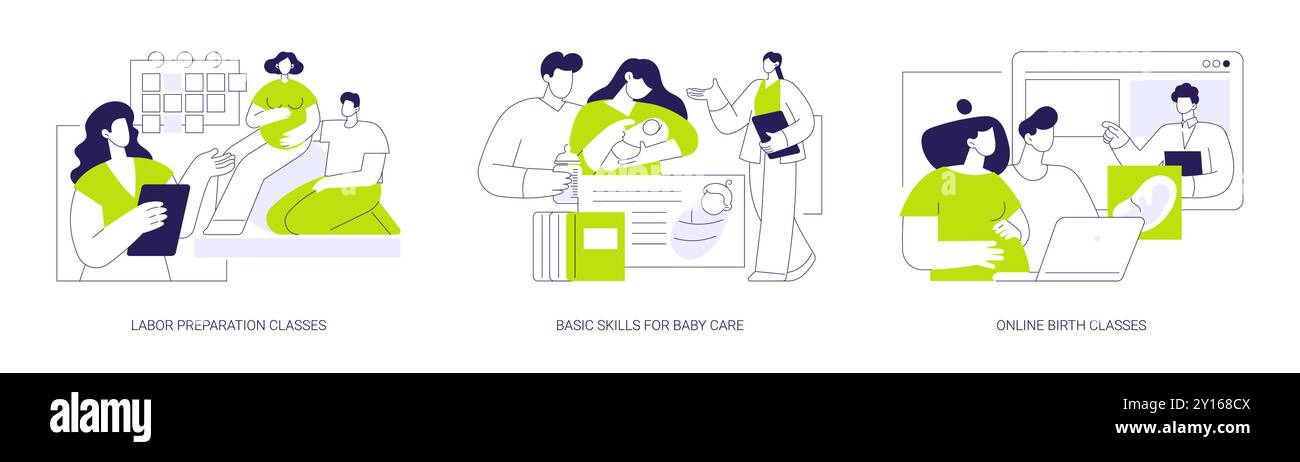 Pregnancy special classes abstract concept vector illustrations Stock ...