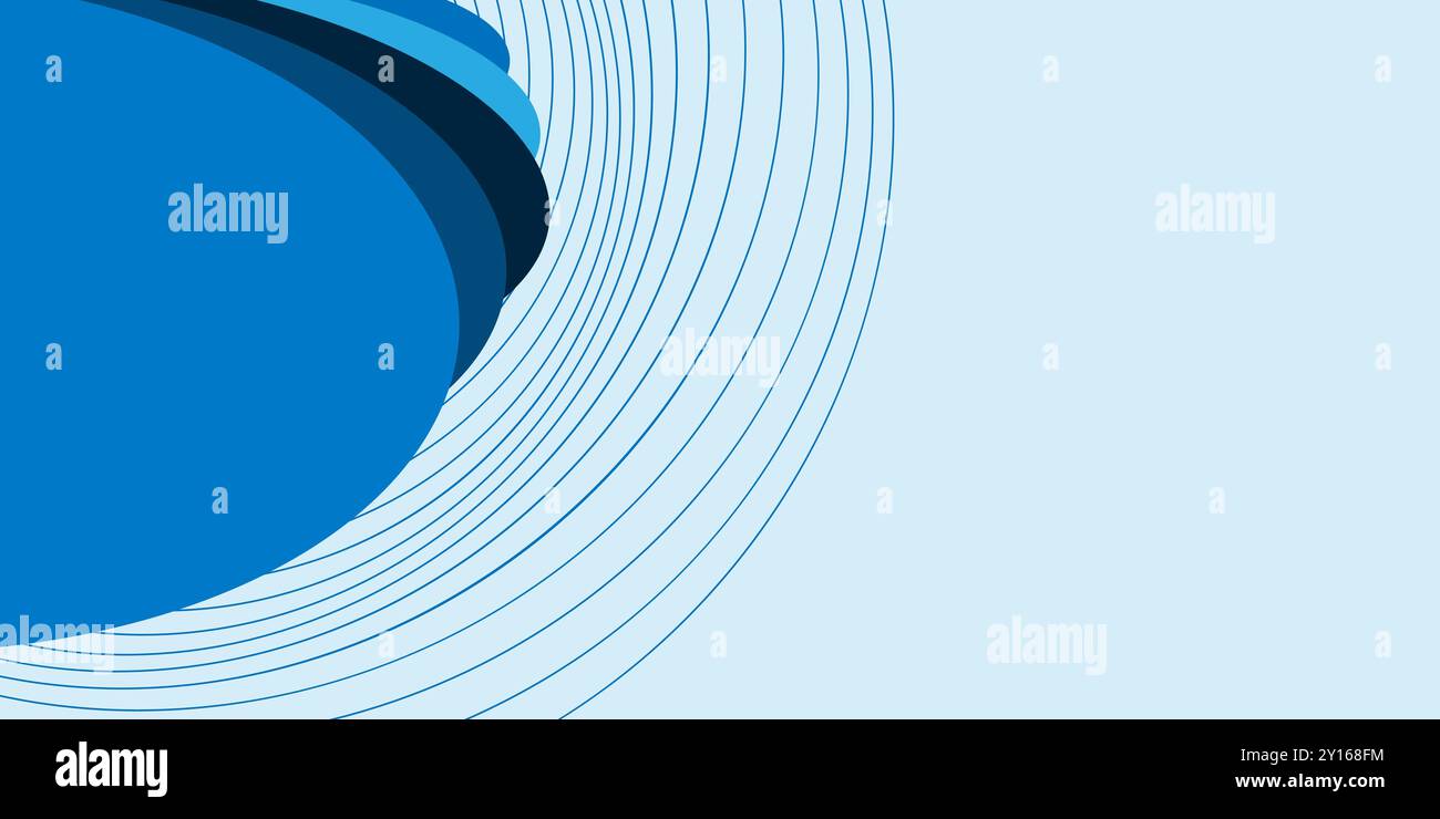 Abstract Minimalist Blue Round Curving Flowing Lines and Shapes on ...
