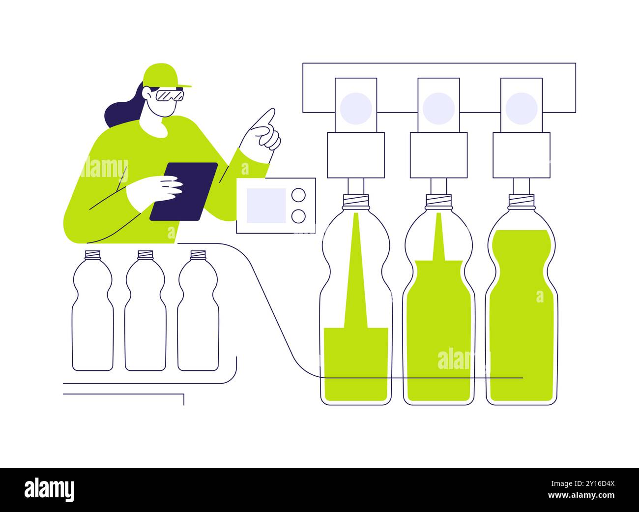 Soft drink filling machine abstract concept vector illustration Stock ...