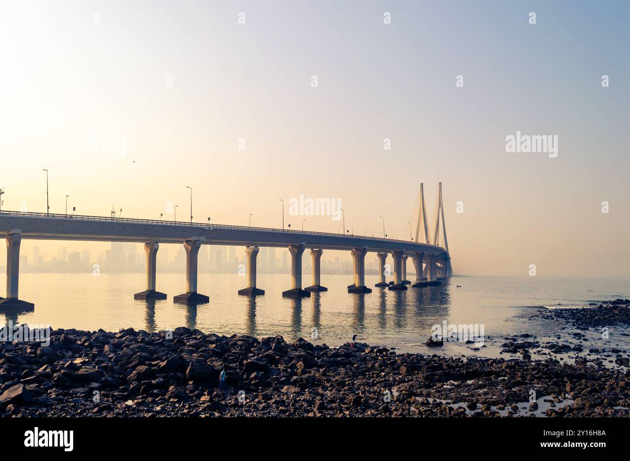 A view of Bandra Worli Sea link in Mumbai, India. It is a cable-stayed ...