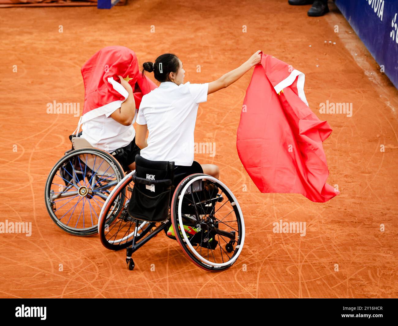 Paris, Sept. 5, 2024, Paralympics wheelchair tennis event. Luoyao Guo ...