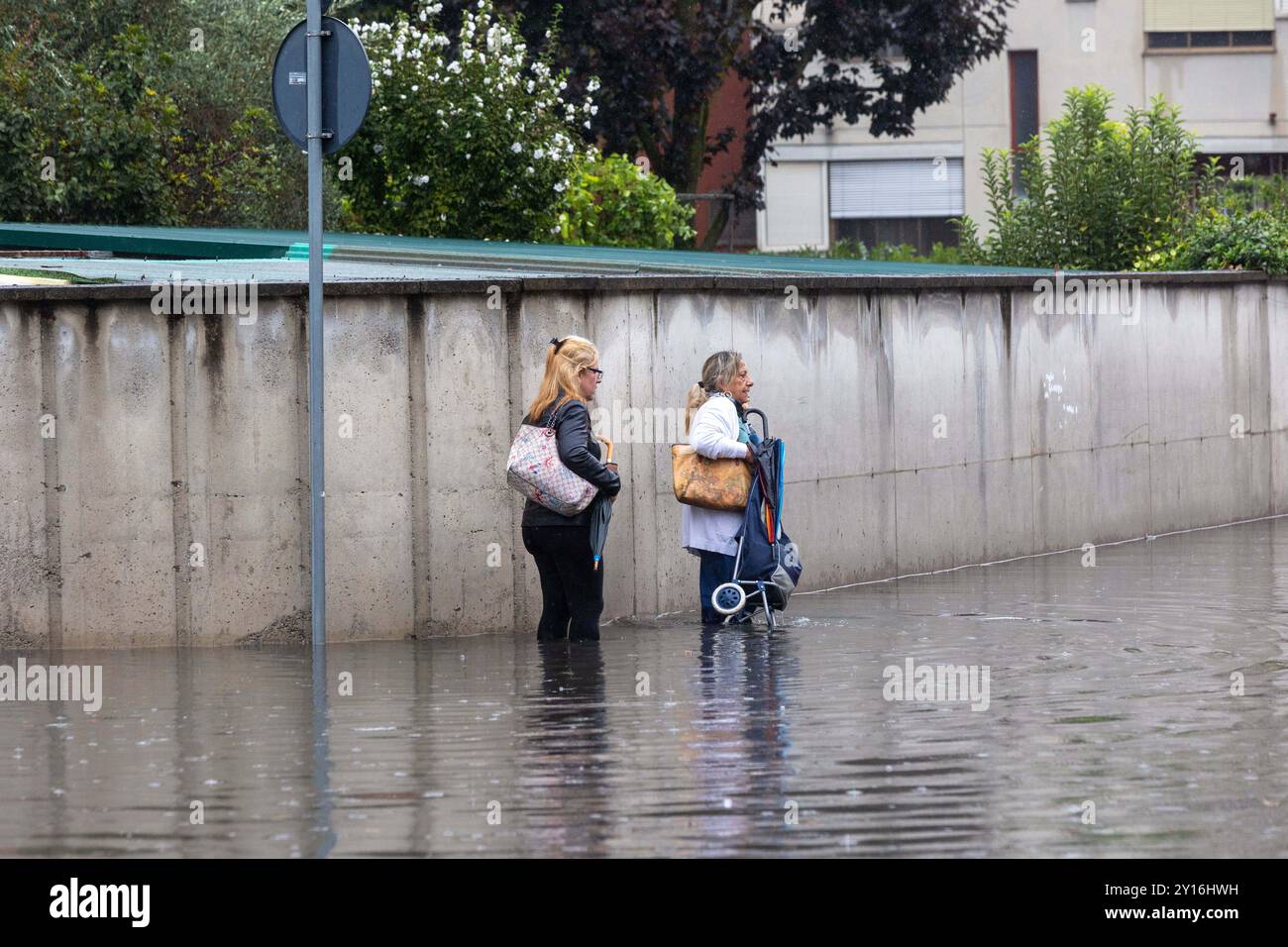 Milano, Italia. 05th Sep, 2024. Allagamento Via Rilke a causa delle ...