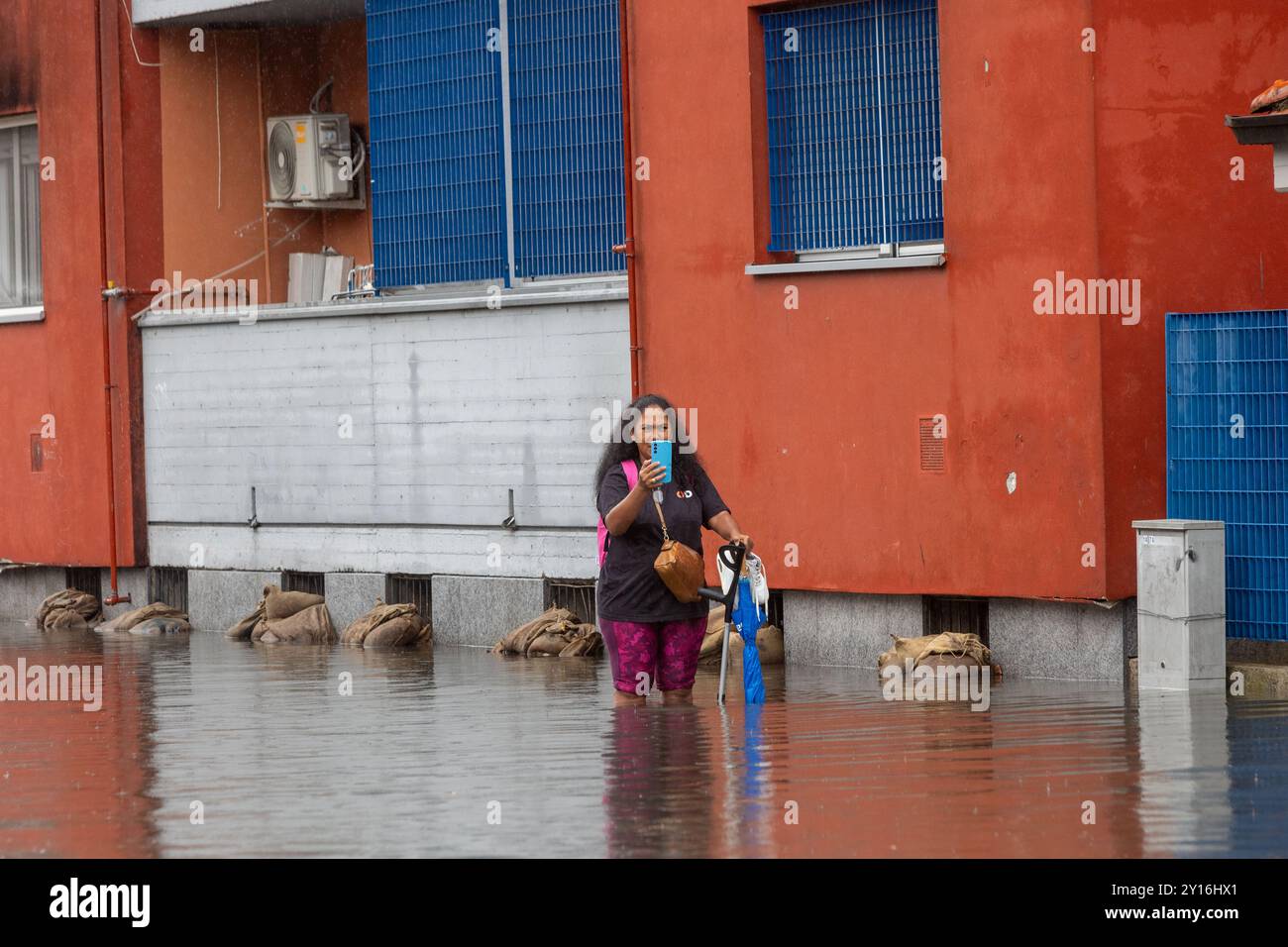 Milano, Italia. 05th Sep, 2024. Allagamento Via Rilke a causa delle ...