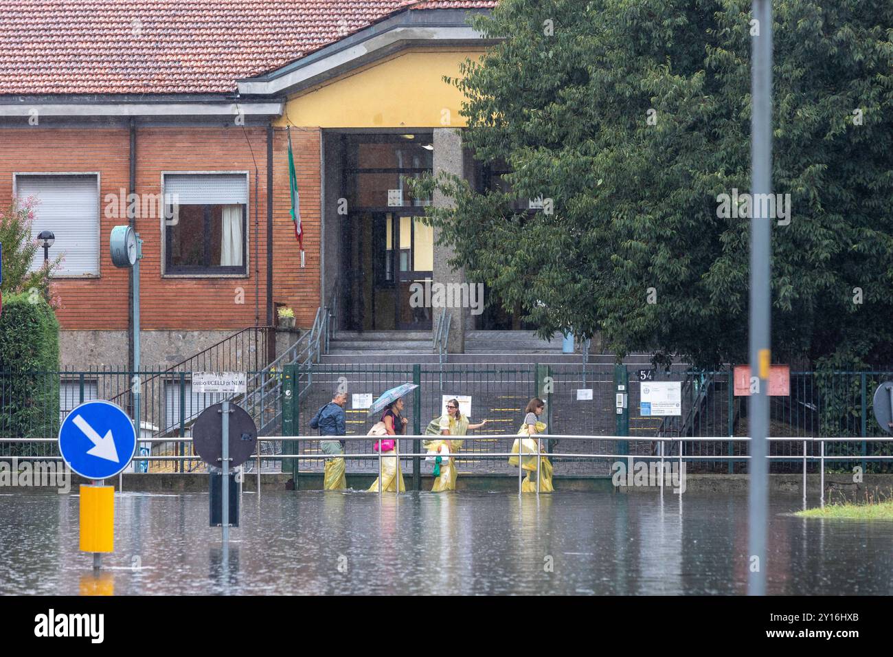 Milano, Italia. 05th Sep, 2024. Allagamento Via Rilke a causa delle ...