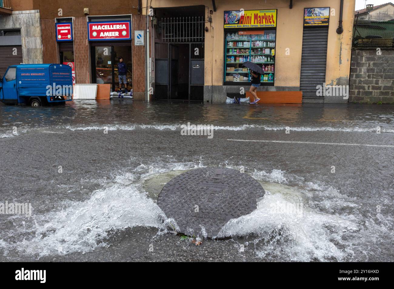 Milano, Italia. 05th Sep, 2024. Allagamento Via Vittorini a causa delle ...