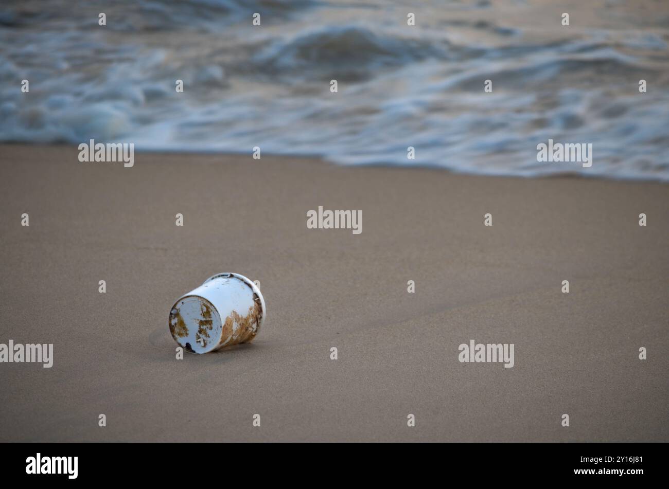 Plastic Waste, Plastic can on the Beach Shores causing Environmental ...